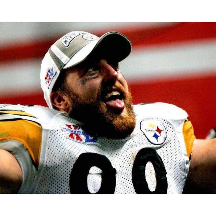 Brett Keisel SB40 Baseball Hat Tongue Out Unsigned 8X10 Photo — TSEShop
