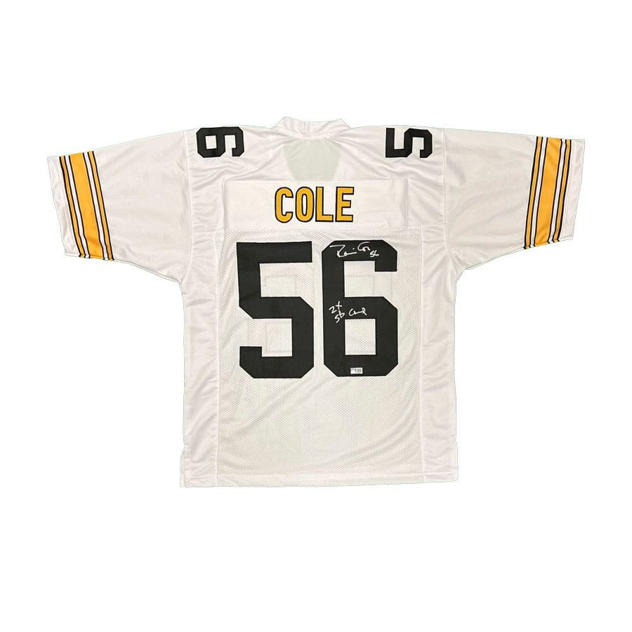 Robin Cole Signed Custom White Football Jersey with 2X SB Champs — TSEShop