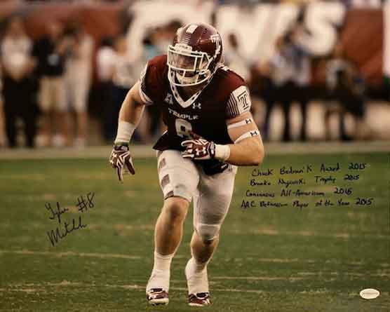 Tyler Matakevich Autographed Temple Taking Off In Red 16X20 Photo With ...